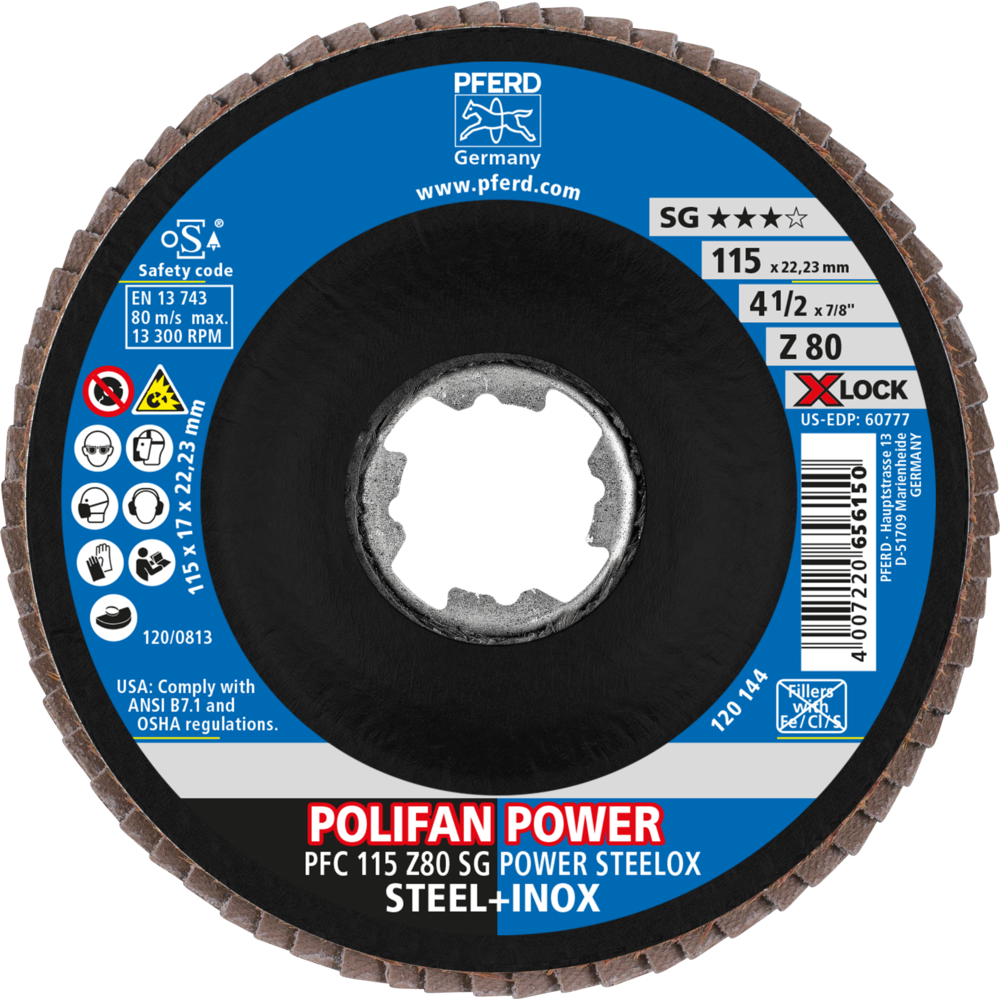 PFERD POLIFAN-Fächerscheiben PFC 115 Z 80 SG POWER STEELOX/X-LOCK einfach online kaufen | Wucato