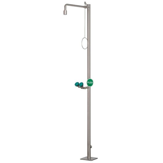 Körper-Notdusche mit Augendusche, poliert, DVGW-Zulassung einfach ...